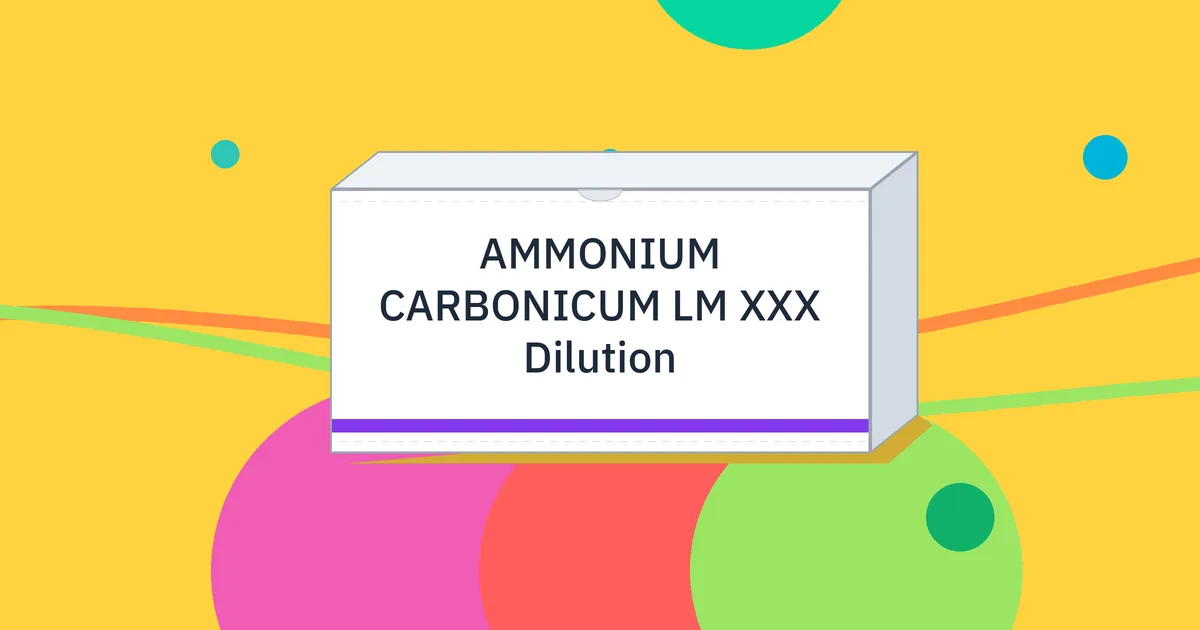 Symbolbild: Packung mit der Aufschrift AMMONIUM CARBONICUM LM XXX Dilution (PZN 02821014) – Verfügbarkeit und Bezug in Apotheken in Frankfurt am Main