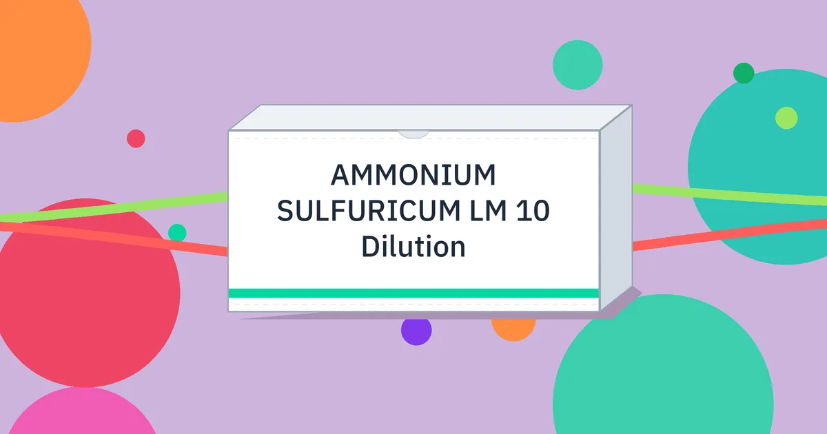 Symbolbild: Packung mit der Aufschrift AMMONIUM SULFURICUM LM 10 Dilution (PZN 13323176) – Verfügbarkeit und Bezug in Apotheken in Frankfurt am Main