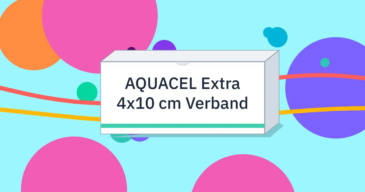 Symbolbild: Packung mit der Aufschrift AQUACEL Extra 4x10 cm Verband (PZN 19854928) – Verfügbarkeit und Bezug in Apotheken in Frankfurt am Main