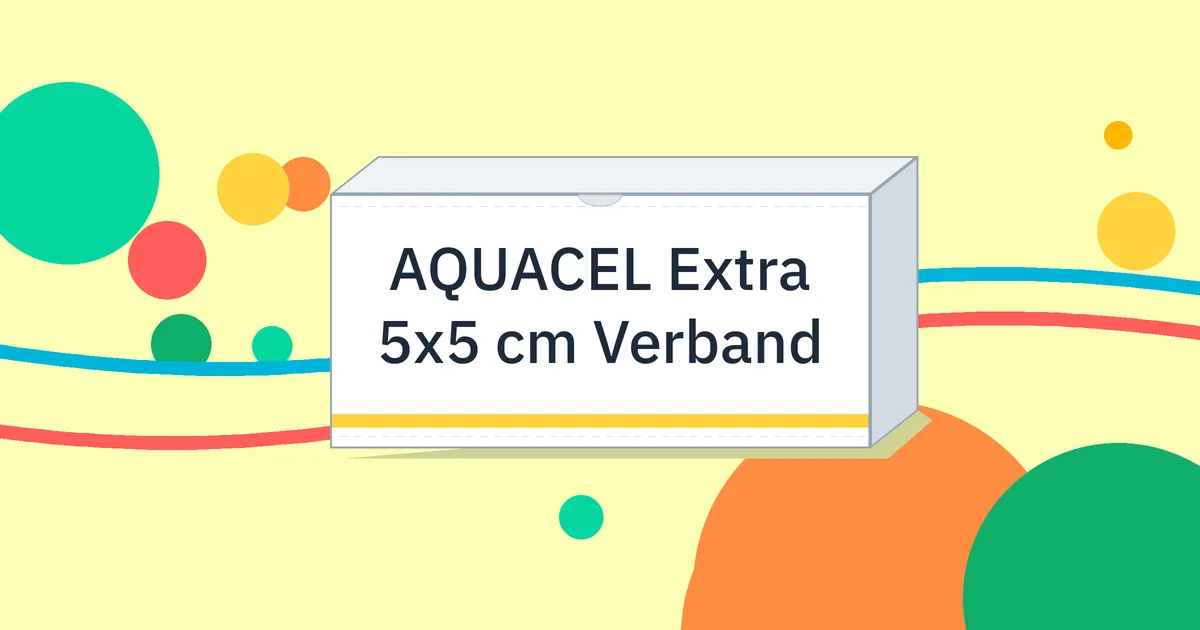 Symbolbild: Packung mit der Aufschrift AQUACEL Extra 5x5 cm Verband (PZN 12565003) – Verfügbarkeit und Bezug in Apotheken in Frankfurt am Main