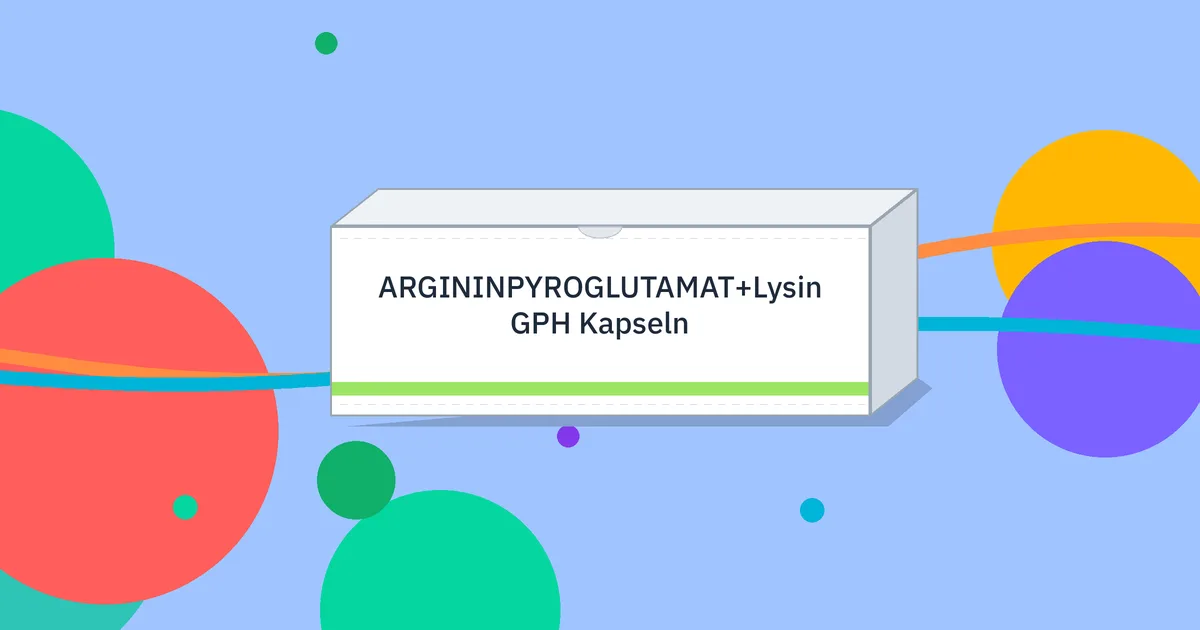 Symbolbild: Packung mit der Aufschrift ARGININPYROGLUTAMAT+Lysin GPH Kapseln (PZN 00128970) – Verfügbarkeit und Bezug in Apotheken in Frankfurt am Main