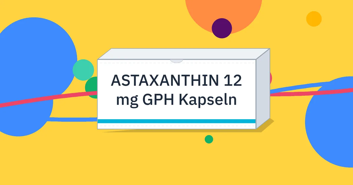 Symbolbild: Packung mit der Aufschrift ASTAXANTHIN 12 mg GPH Kapseln (PZN 16514853) – Verfügbarkeit und Bezug in Apotheken in Frankfurt am Main