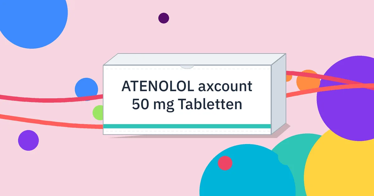 Symbolbild: Packung mit der Aufschrift ATENOLOL axcount 50 mg Tabletten (PZN 10988946) – Verfügbarkeit und Bezug in Apotheken in Frankfurt am Main