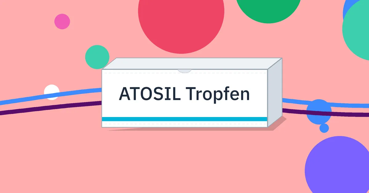 Symbolbild: Packung mit der Aufschrift ATOSIL Tropfen (PZN 06875030) – Verfügbarkeit und Bezug in Apotheken in Frankfurt am Main