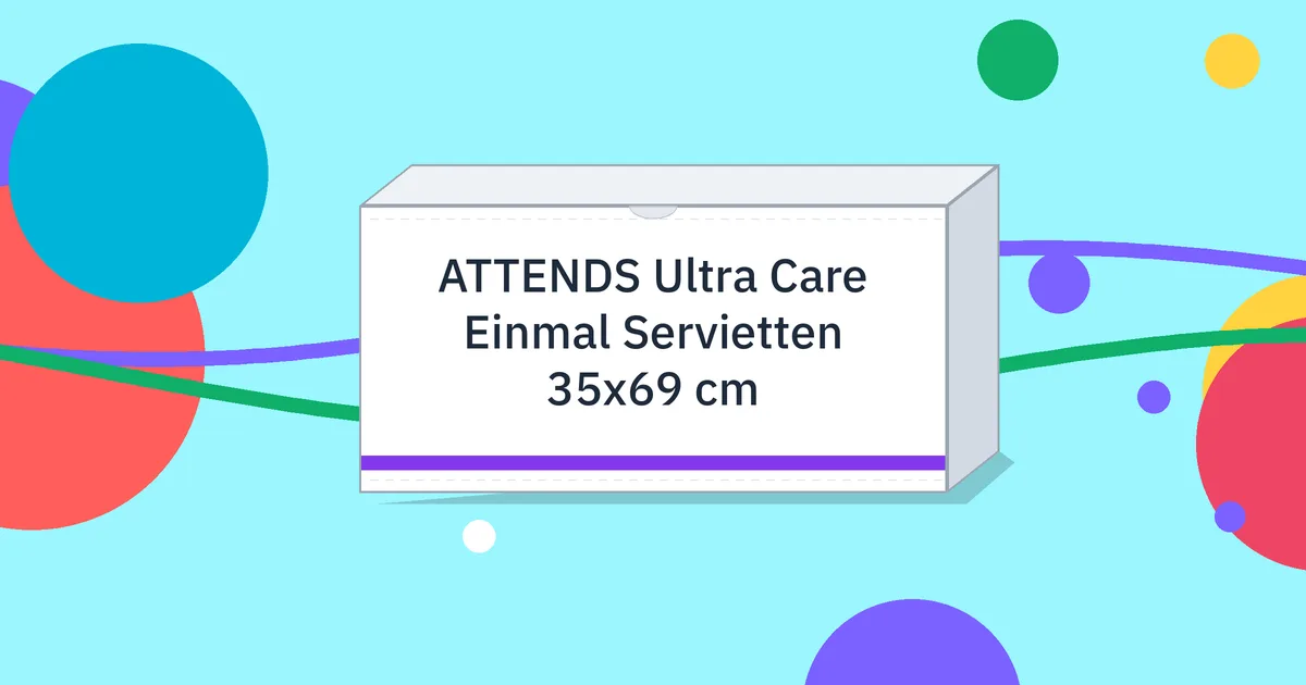 Symbolbild: Packung mit der Aufschrift ATTENDS Ultra Care Einmal Servietten 35x69 cm (PZN 06153934) – Verfügbarkeit und Bezug in Apotheken in Frankfurt am Main
