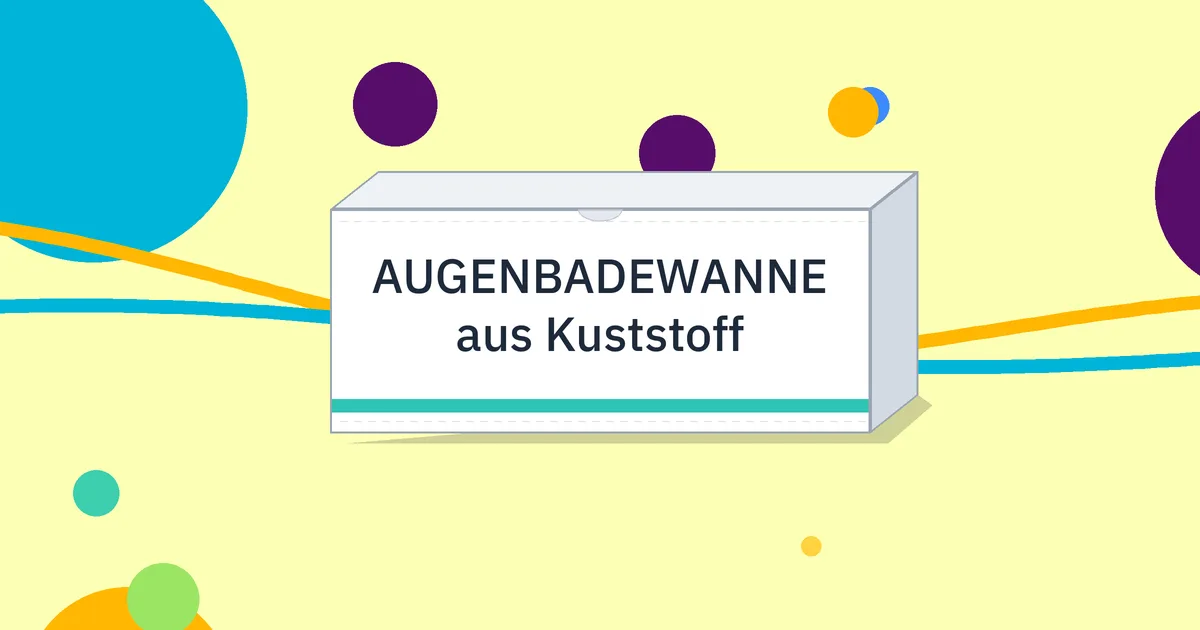 Symbolbild: Packung mit der Aufschrift AUGENBADEWANNE aus Kuststoff (PZN 05399969) – Verfügbarkeit und Bezug in Apotheken in Frankfurt am Main