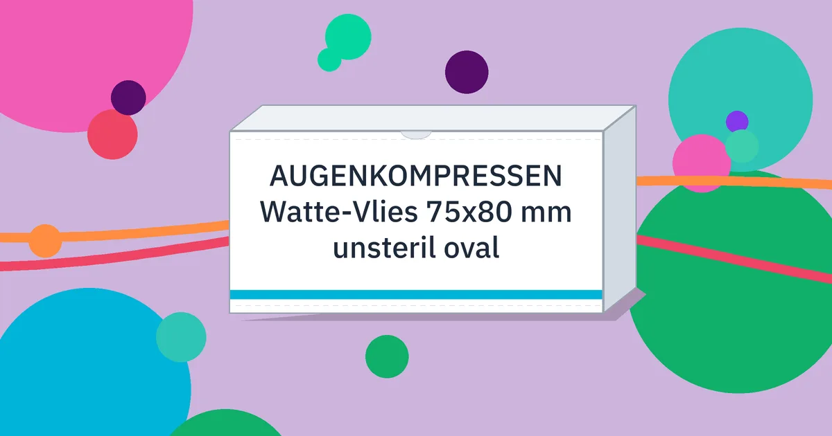 Symbolbild: Packung mit der Aufschrift AUGENKOMPRESSEN Watte-Vlies 75x80 mm unsteril oval (PZN 14130433) – Verfügbarkeit und Bezug in Apotheken in Frankfurt am Main