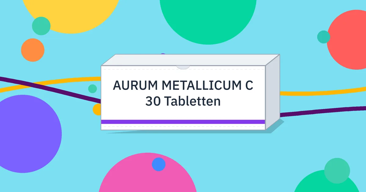 Symbolbild: Packung mit der Aufschrift AURUM METALLICUM C 30 Tabletten (PZN 07141471) – Verfügbarkeit und Bezug in Apotheken in Frankfurt am Main