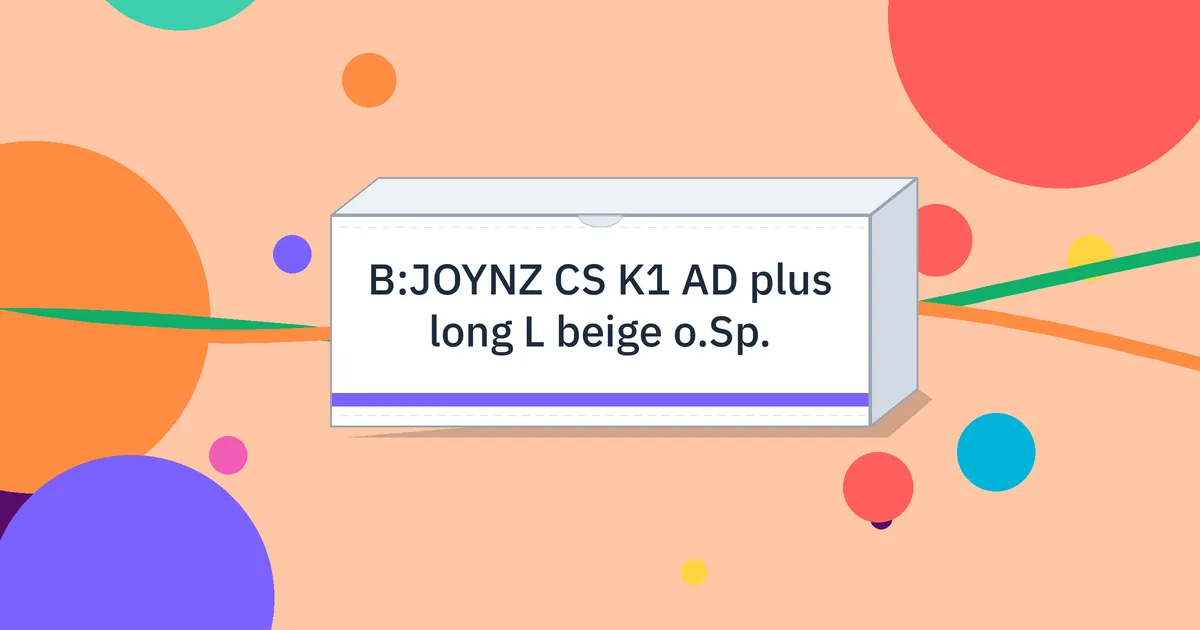 Symbolbild: Packung mit der Aufschrift B:JOYNZ CS K1 AD plus long L beige o.Sp. (PZN 20527962) – Verfügbarkeit und Bezug in Apotheken in Frankfurt am Main