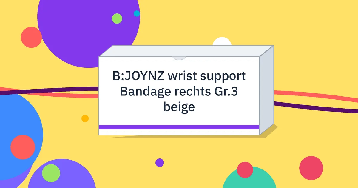 Symbolbild: Packung mit der Aufschrift B:JOYNZ wrist support Bandage rechts Gr.3 beige (PZN 20522657) – Verfügbarkeit und Bezug in Apotheken in Frankfurt am Main