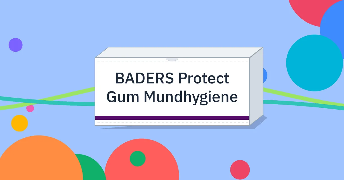 Symbolbild: Packung mit der Aufschrift BADERS Protect Gum Mundhygiene (PZN 16885791) – Verfügbarkeit und Bezug in Apotheken in Frankfurt am Main