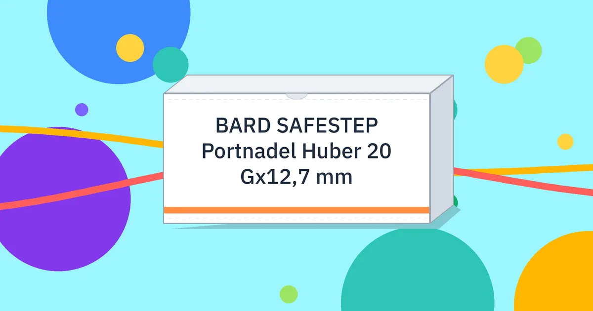 Symbolbild: Packung mit der Aufschrift BARD SAFESTEP Portnadel Huber 20 Gx12,7 mm (PZN 17296329) – Verfügbarkeit und Bezug in Apotheken in Frankfurt am Main
