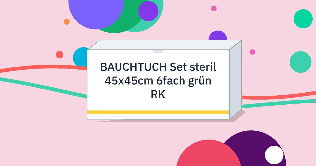 Symbolbild: Packung mit der Aufschrift BAUCHTUCH Set steril 45x45cm 6fach grün RK (PZN 05018068) – Verfügbarkeit und Bezug in Apotheken in Frankfurt am Main