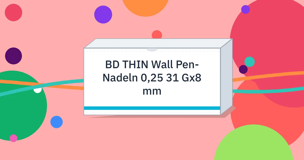 Symbolbild: Packung mit der Aufschrift BD THIN Wall Pen-Nadeln 0,25 31 Gx8 mm (PZN 04554445) – Verfügbarkeit und Bezug in Apotheken in Frankfurt am Main
