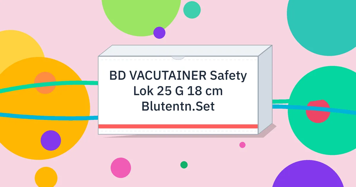 Symbolbild: Packung mit der Aufschrift BD VACUTAINER Safety Lok 25 G 18 cm Blutentn.Set (PZN 01111658) – Verfügbarkeit und Bezug in Apotheken in Frankfurt am Main