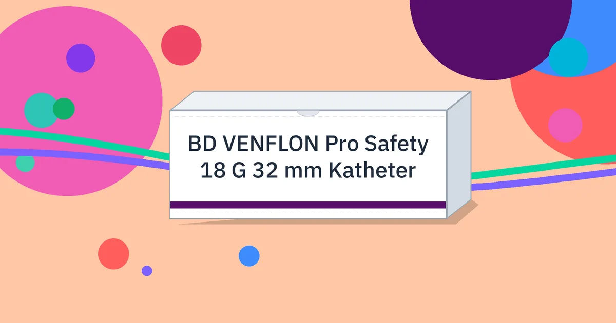 Symbolbild: Packung mit der Aufschrift BD VENFLON Pro Safety 18 G 32 mm Katheter (PZN 13156933) – Verfügbarkeit und Bezug in Apotheken in Frankfurt am Main