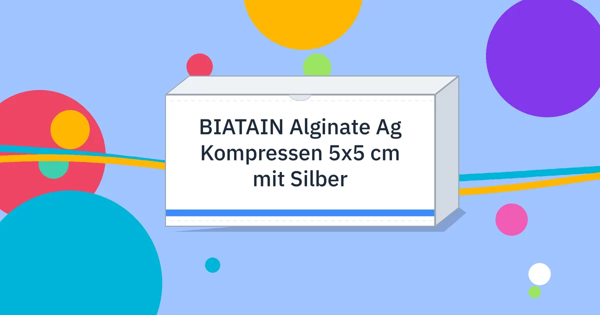 Symbolbild: Packung mit der Aufschrift BIATAIN Alginate Ag Kompressen 5x5 cm mit Silber (PZN 18776066) – Verfügbarkeit und Bezug in Apotheken in Frankfurt am Main