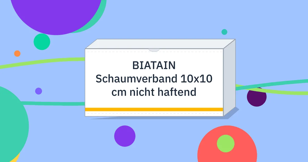 Symbolbild: Packung mit der Aufschrift BIATAIN Schaumverband 10x10 cm nicht haftend (PZN 13820779) – Verfügbarkeit und Bezug in Apotheken in Frankfurt am Main