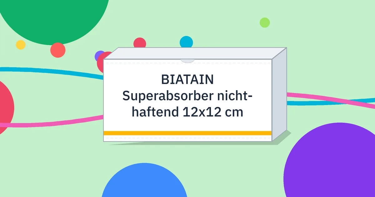Symbolbild: Packung mit der Aufschrift BIATAIN Superabsorber nicht-haftend 12x12 cm (PZN 19808851) – Verfügbarkeit und Bezug in Apotheken in Frankfurt am Main