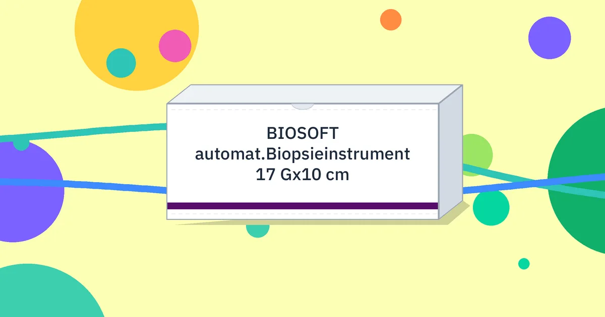 Symbolbild: Packung mit der Aufschrift BIOSOFT automat.Biopsieinstrument 17 Gx10 cm (PZN 20053323) – Verfügbarkeit und Bezug in Apotheken in Frankfurt am Main