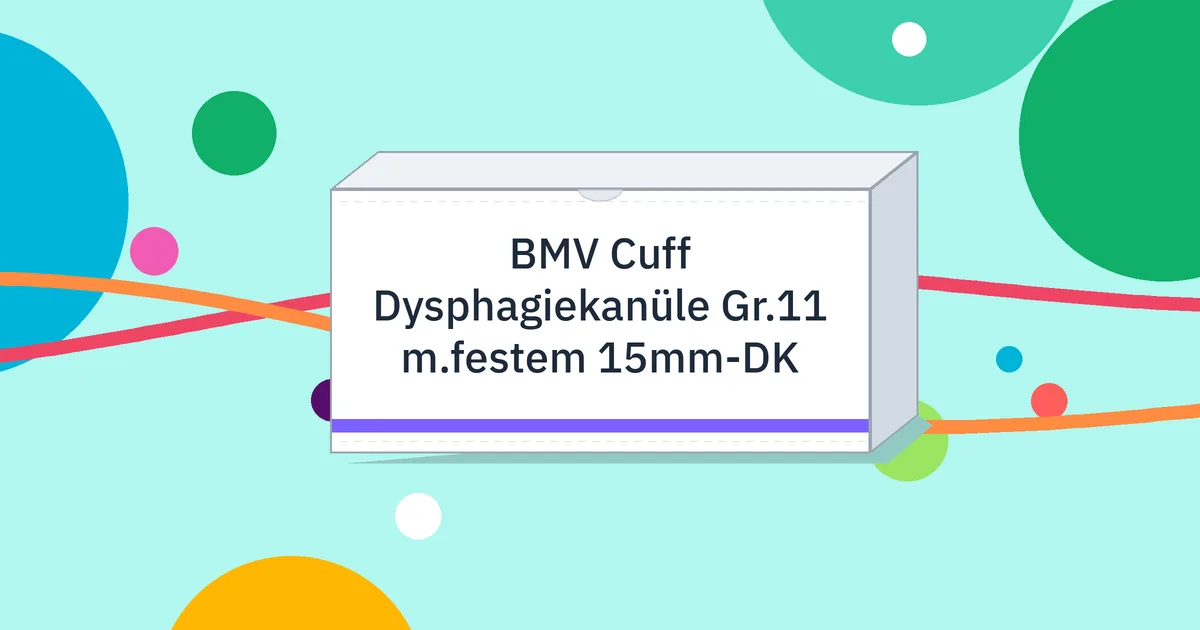Symbolbild: Packung mit der Aufschrift BMV Cuff Dysphagiekanüle Gr.11 m.festem 15mm-DK (PZN 18848475) – Verfügbarkeit und Bezug in Apotheken in Frankfurt am Main