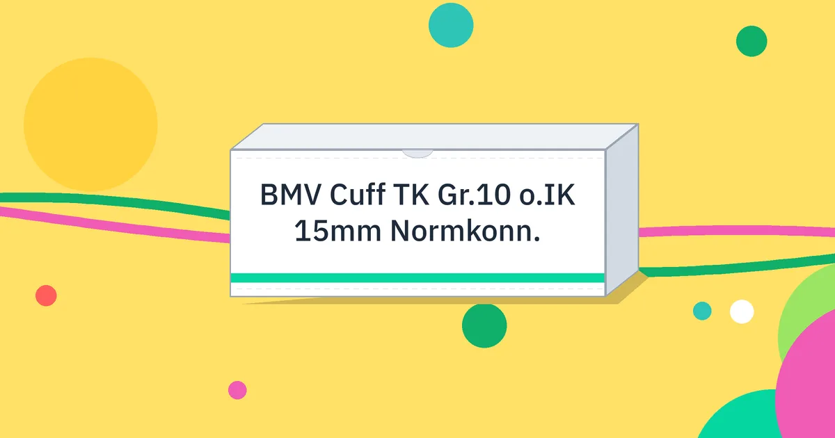 Symbolbild: Packung mit der Aufschrift BMV Cuff TK Gr.10 o.IK 15mm Normkonn. (PZN 18383036) – Verfügbarkeit und Bezug in Apotheken in Frankfurt am Main