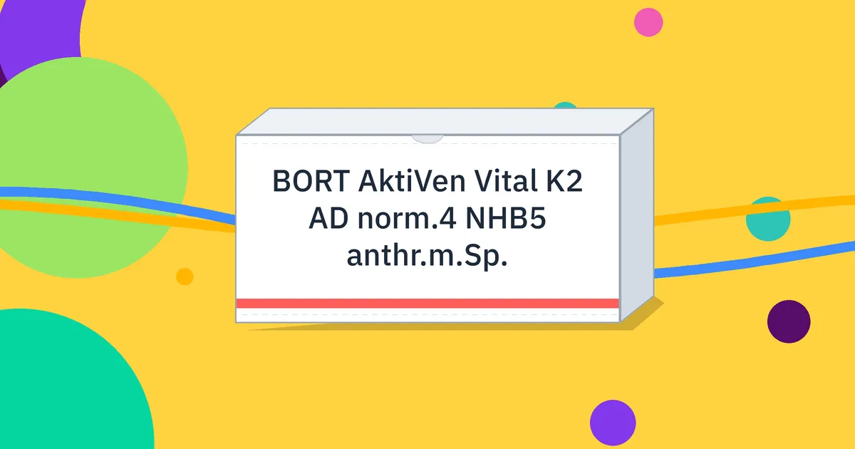 Symbolbild: Packung mit der Aufschrift BORT AktiVen Vital K2 AD norm.4 NHB5 anthr.m.Sp. (PZN 17495000) – Verfügbarkeit und Bezug in Apotheken in Frankfurt am Main