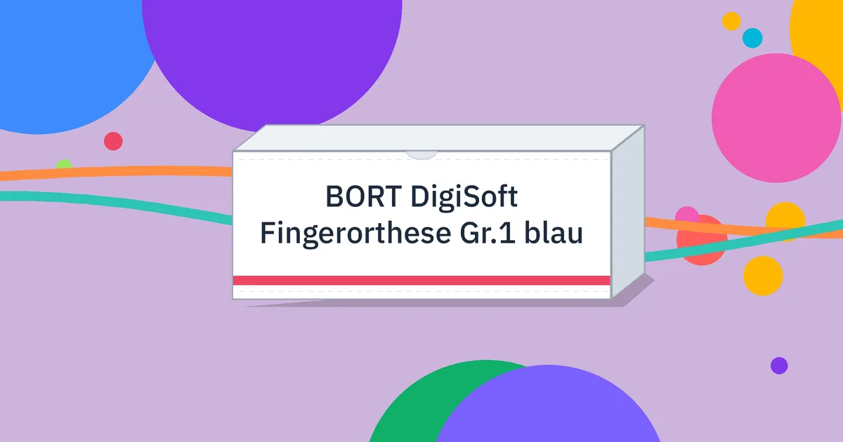 Symbolbild: Packung mit der Aufschrift BORT DigiSoft Fingerorthese Gr.1 blau (PZN 00944971) – Verfügbarkeit und Bezug in Apotheken in Frankfurt am Main
