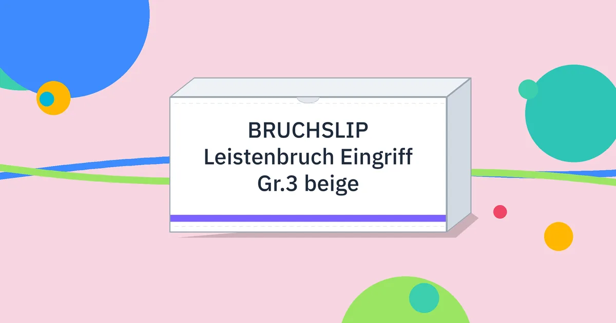 Symbolbild: Packung mit der Aufschrift BRUCHSLIP Leistenbruch Eingriff Gr.3 beige (PZN 19390630) – Verfügbarkeit und Bezug in Apotheken in Frankfurt am Main