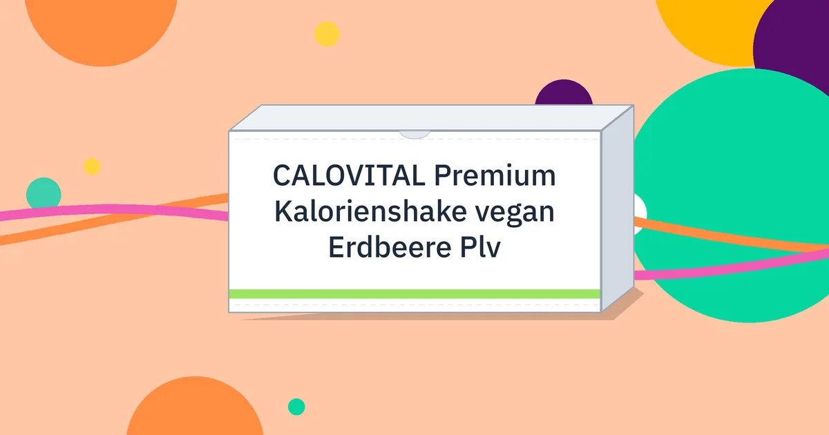 Symbolbild: Packung mit der Aufschrift CALOVITAL Premium Kalorienshake vegan Erdbeere Plv (PZN 19479614) – Verfügbarkeit und Bezug in Apotheken in Frankfurt am Main
