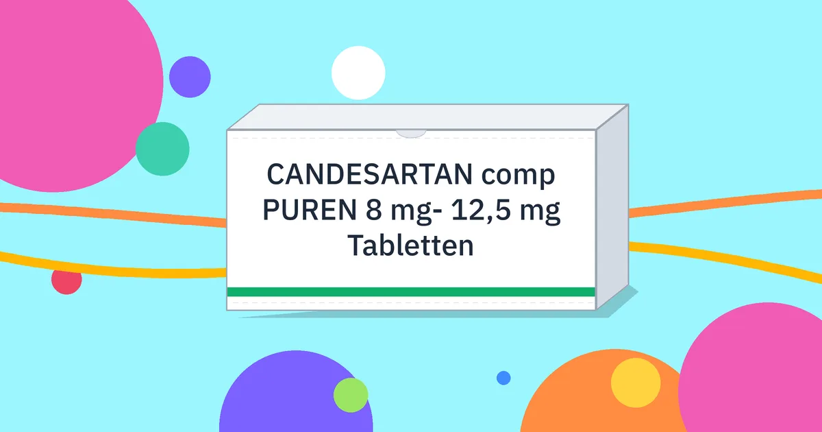Symbolbild: Packung mit der Aufschrift CANDESARTAN comp PUREN 8 mg- 12,5 mg Tabletten (PZN 11353925) – Verfügbarkeit und Bezug in Apotheken in Frankfurt am Main