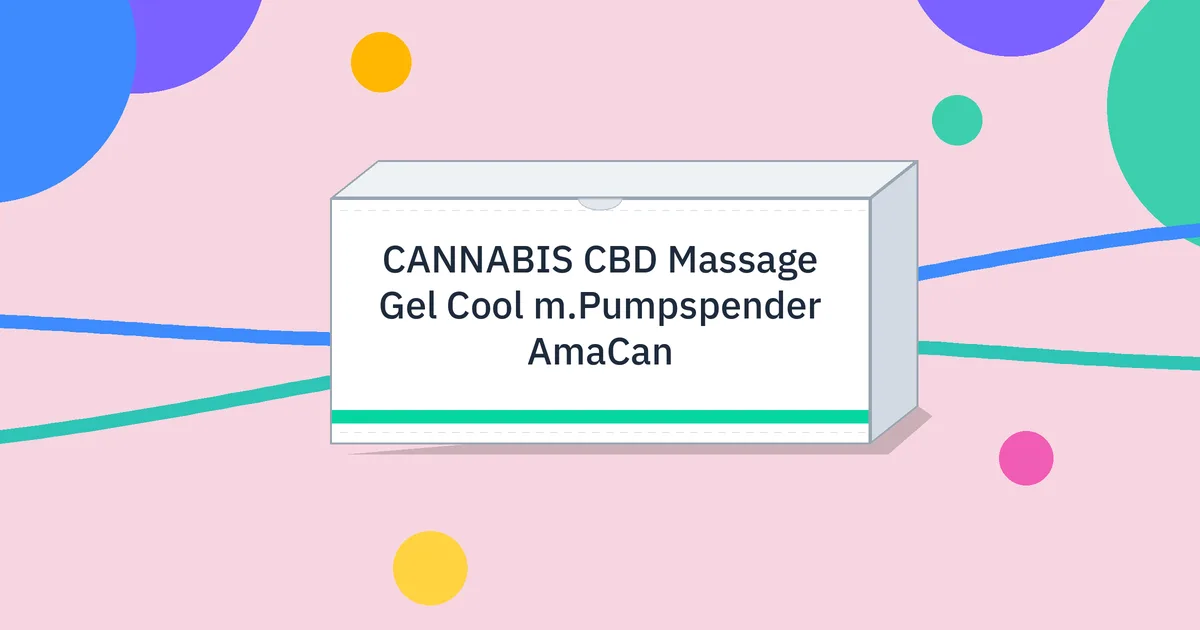 Symbolbild: Packung mit der Aufschrift CANNABIS CBD Massage Gel Cool m.Pumpspender AmaCan (PZN 18214078) – Verfügbarkeit und Bezug in Apotheken in Frankfurt am Main