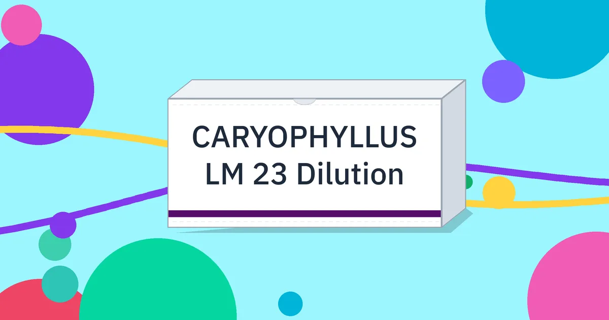 Symbolbild: Packung mit der Aufschrift CARYOPHYLLUS LM 23 Dilution (PZN 13432095) – Verfügbarkeit und Bezug in Apotheken in Frankfurt am Main