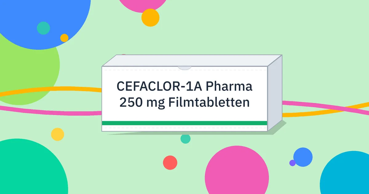 Symbolbild: Packung mit der Aufschrift CEFACLOR-1A Pharma 250 mg Filmtabletten (PZN 16822543) – Verfügbarkeit und Bezug in Apotheken in Frankfurt am Main