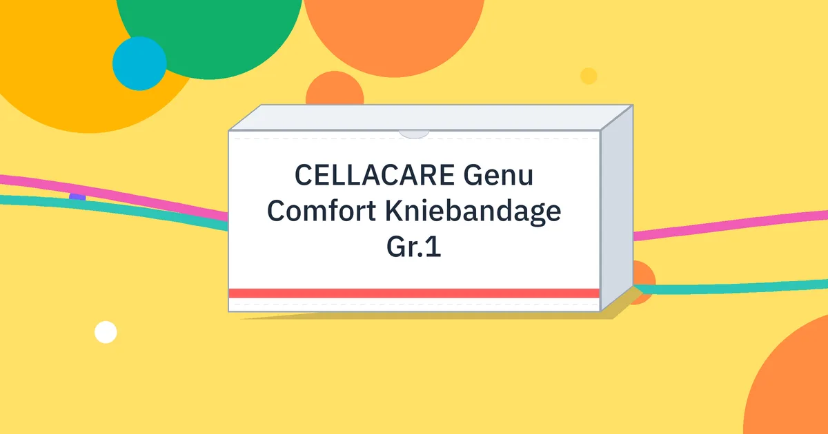 Symbolbild: Packung mit der Aufschrift CELLACARE Genu Comfort Kniebandage Gr.1 (PZN 11662201) – Verfügbarkeit und Bezug in Apotheken in Frankfurt am Main