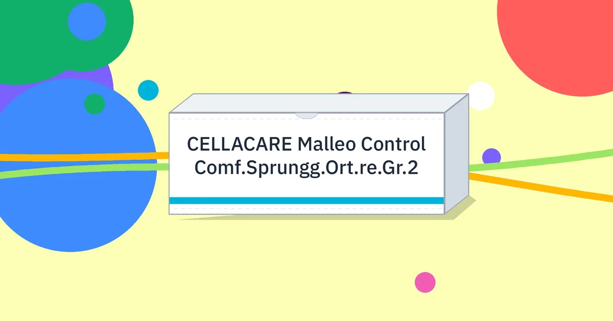 Symbolbild: Packung mit der Aufschrift CELLACARE Malleo Control Comf.Sprungg.Ort.re.Gr.2 (PZN 15253600) – Verfügbarkeit und Bezug in Apotheken in Frankfurt am Main