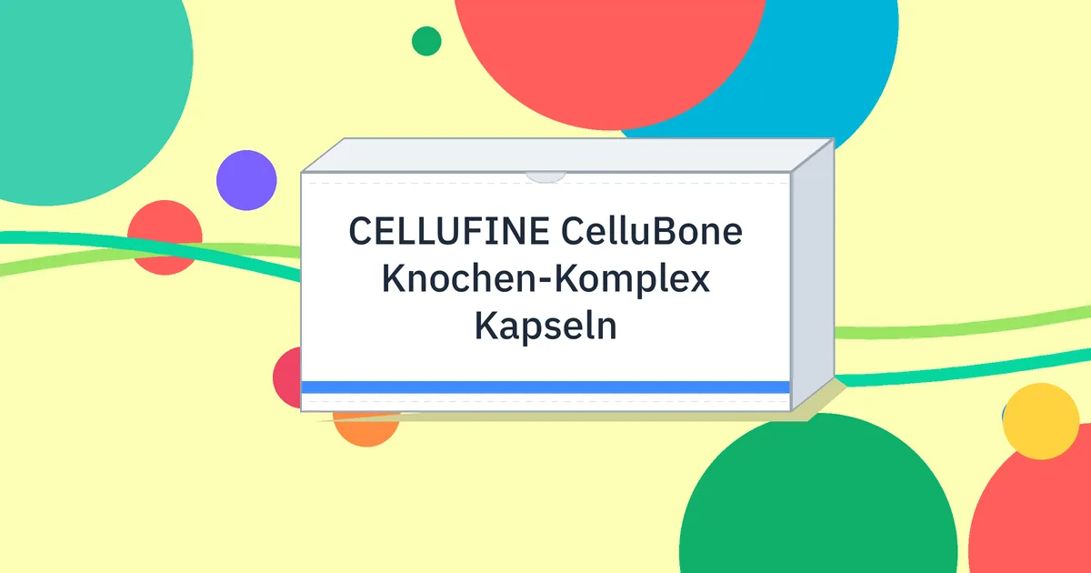 Symbolbild: Packung mit der Aufschrift CELLUFINE CelluBone Knochen-Komplex Kapseln (PZN 19149667) – Verfügbarkeit und Bezug in Apotheken in Frankfurt am Main