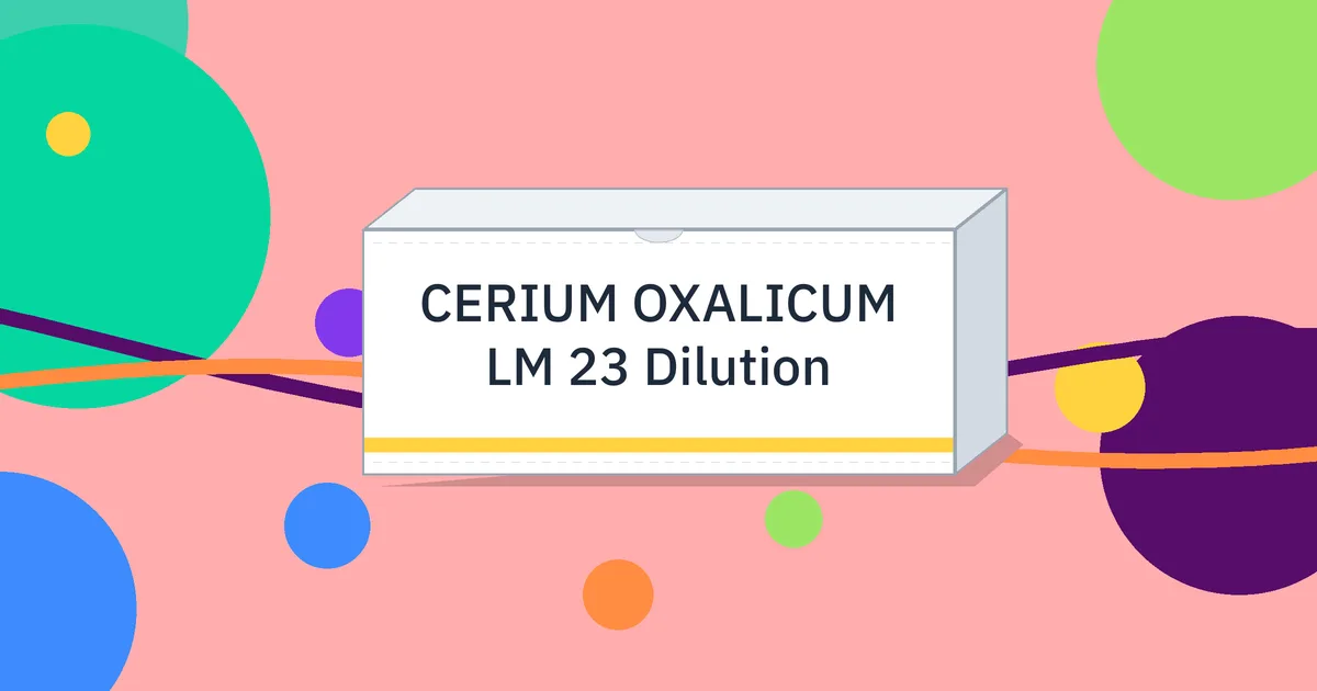 Symbolbild: Packung mit der Aufschrift CERIUM OXALICUM LM 23 Dilution (PZN 13438175) – Verfügbarkeit und Bezug in Apotheken in Frankfurt am Main