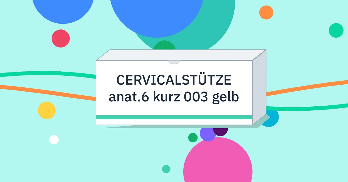 Symbolbild: Packung mit der Aufschrift CERVICALSTÜTZE anat.6 kurz 003 gelb (PZN 08895410) – Verfügbarkeit und Bezug in Apotheken in Frankfurt am Main