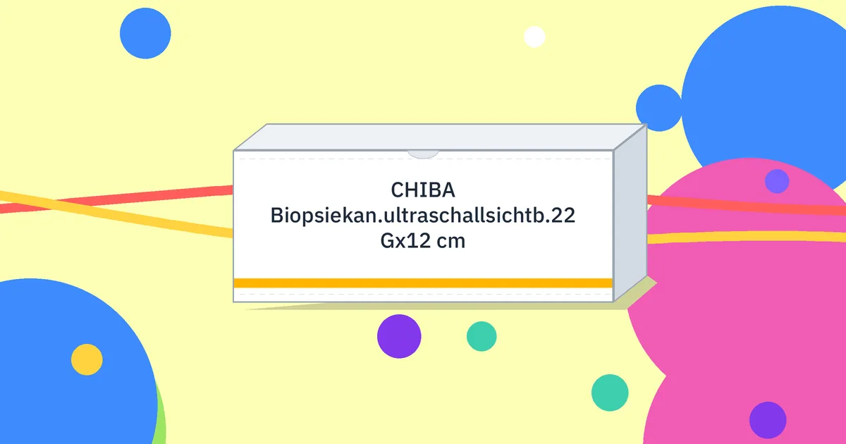 Symbolbild: Packung mit der Aufschrift CHIBA Biopsiekan.ultraschallsichtb.22 Gx12 cm (PZN 03932738) – Verfügbarkeit und Bezug in Apotheken in Frankfurt am Main
