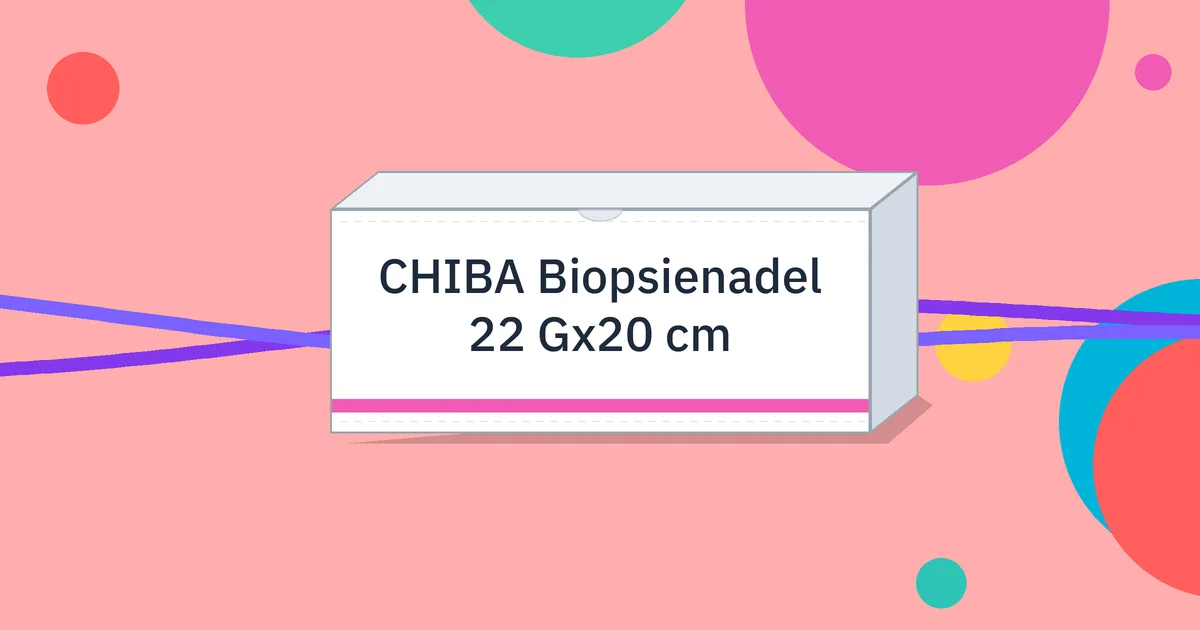 Symbolbild: Packung mit der Aufschrift CHIBA Biopsienadel 22 Gx20 cm (PZN 18812023) – Verfügbarkeit und Bezug in Apotheken in Frankfurt am Main