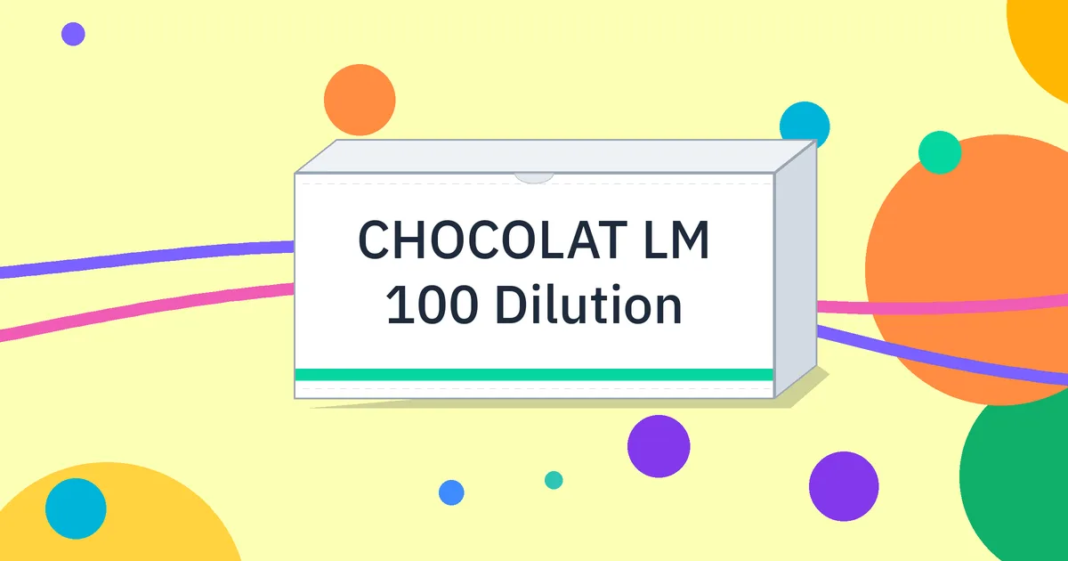 Symbolbild: Packung mit der Aufschrift CHOCOLAT LM 100 Dilution (PZN 12817195) – Verfügbarkeit und Bezug in Apotheken in Frankfurt am Main