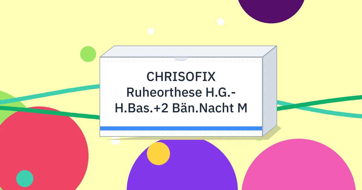 Symbolbild: Packung mit der Aufschrift CHRISOFIX Ruheorthese H.G.-H.Bas.+2 Bän.Nacht M (PZN 17586671) – Verfügbarkeit und Bezug in Apotheken in Frankfurt am Main