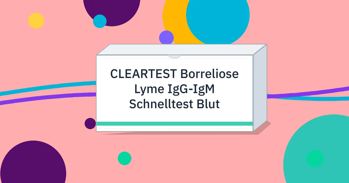 Symbolbild: Packung mit der Aufschrift CLEARTEST Borreliose Lyme IgG-IgM Schnelltest Blut (PZN 18038575) – Verfügbarkeit und Bezug in Apotheken in Frankfurt am Main