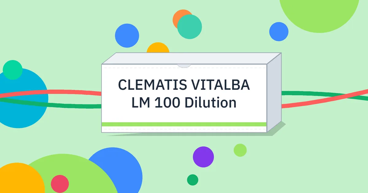Symbolbild: Packung mit der Aufschrift CLEMATIS VITALBA LM 100 Dilution (PZN 13447642) – Verfügbarkeit und Bezug in Apotheken in Frankfurt am Main