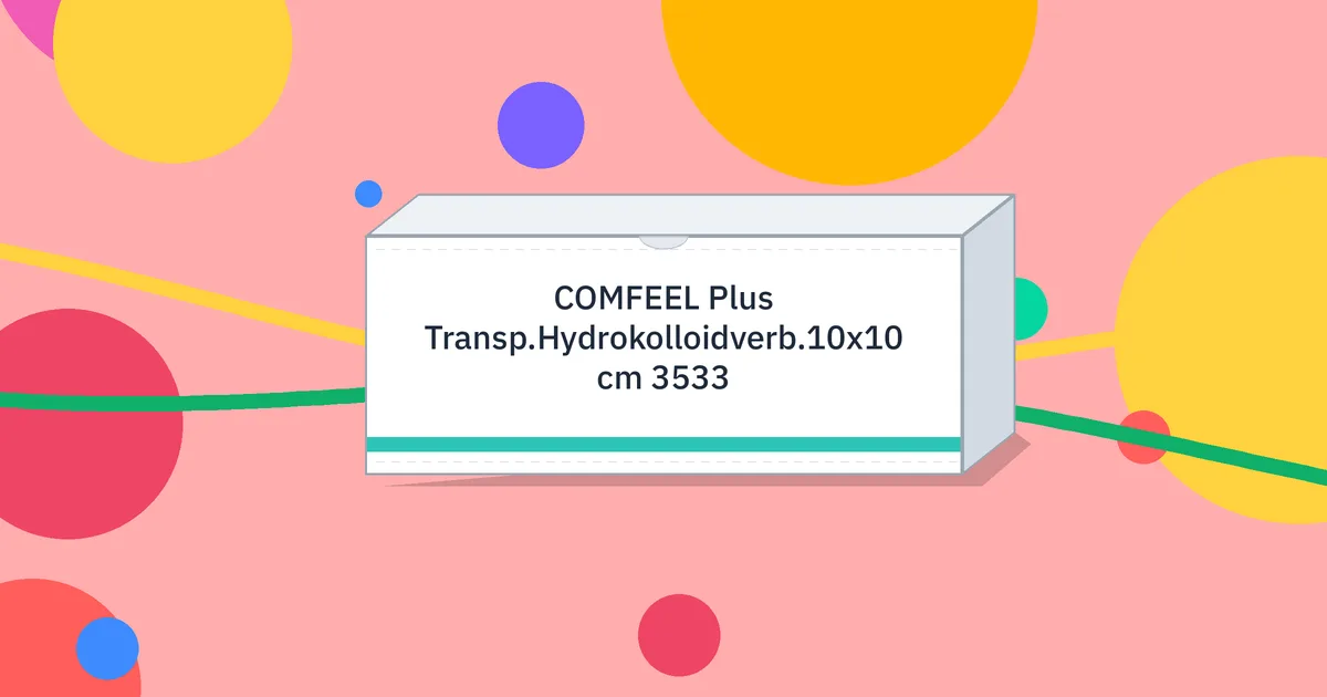 Symbolbild: Packung mit der Aufschrift COMFEEL Plus Transp.Hydrokolloidverb.10x10 cm 3533 (PZN 11560506) – Verfügbarkeit und Bezug in Apotheken in Frankfurt am Main