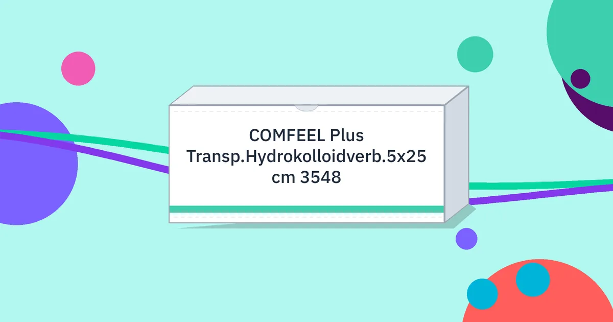 Symbolbild: Packung mit der Aufschrift COMFEEL Plus Transp.Hydrokolloidverb.5x25 cm 3548 (PZN 01298148) – Verfügbarkeit und Bezug in Apotheken in Frankfurt am Main