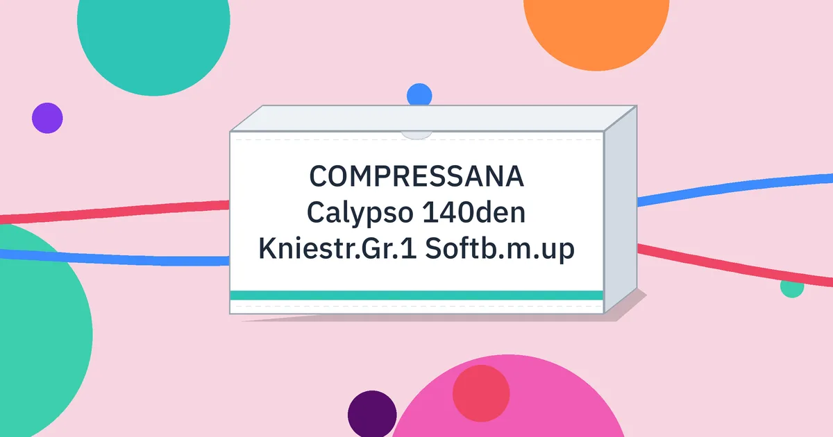 Symbolbild: Packung mit der Aufschrift COMPRESSANA Calypso 140den Kniestr.Gr.1 Softb.m.up (PZN 05704668) – Verfügbarkeit und Bezug in Apotheken in Frankfurt am Main