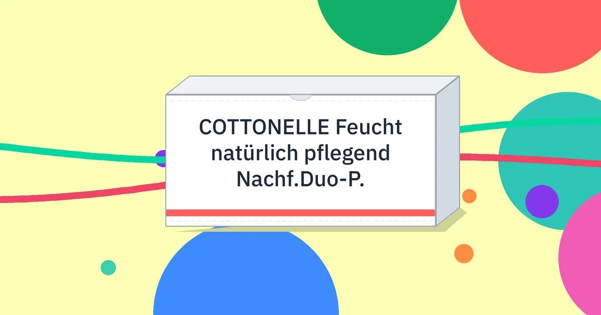 Symbolbild: Packung mit der Aufschrift COTTONELLE Feucht natürlich pflegend Nachf.Duo-P. (PZN 16882433) – Verfügbarkeit und Bezug in Apotheken in Frankfurt am Main