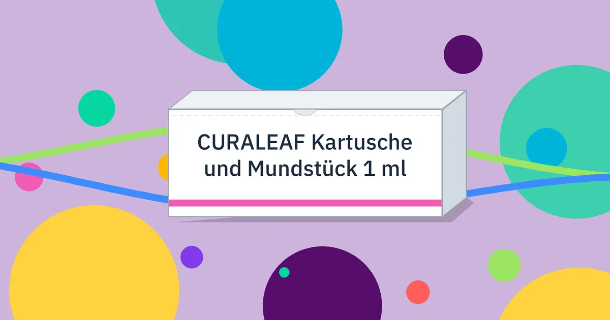 Symbolbild: Packung mit der Aufschrift CURALEAF Kartusche und Mundstück 1 ml (PZN 20652578) – Verfügbarkeit und Bezug in Apotheken in Frankfurt am Main